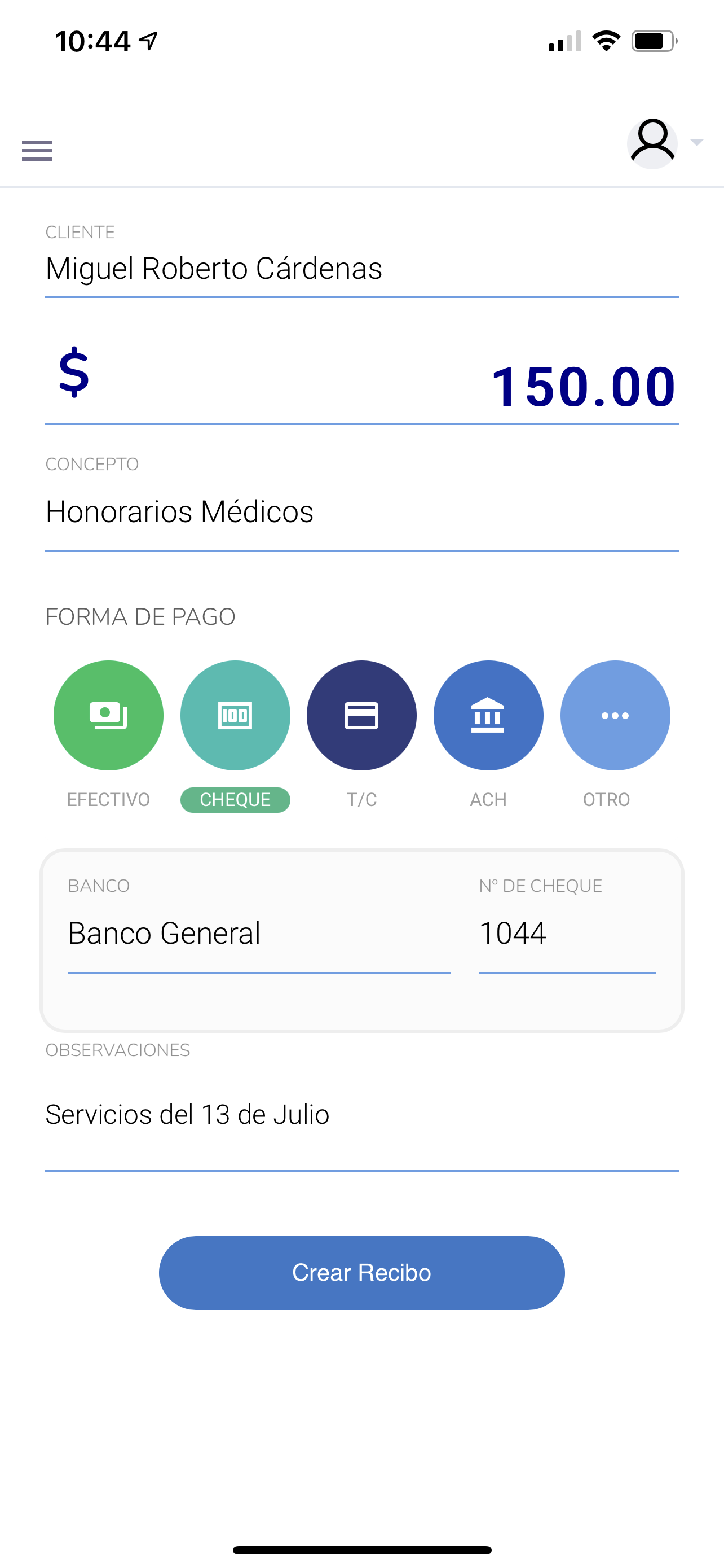 Creación de Recibos – e-recibos HelpDesk